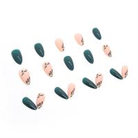 China Lightweight 0.02KG Press on Nails in Sweet Style with Sparkling Silver and Green Leaves for sale