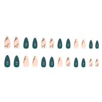 China Lightweight 0.02KG Press on Nails in Sweet Style with Sparkling Silver and Green Leaves for sale
