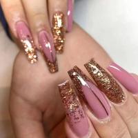 China Get the Perfect Nails with Long Shiny Gold Pink Ins Style Press on Nails OEM for sale