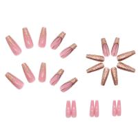 China Get the Perfect Nails with Long Shiny Gold Pink Ins Style Press on Nails OEM for sale