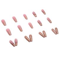 China Get the Perfect Nails with Long Shiny Gold Pink Ins Style Press on Nails OEM for sale