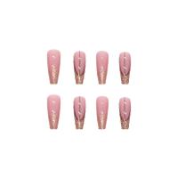China Get the Perfect Nails with Long Shiny Gold Pink Ins Style Press on Nails OEM for sale