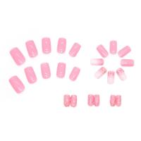 China Medium Length Gradient Color Finger Press on Nails Pink and Shiny Fragments for OEM for sale