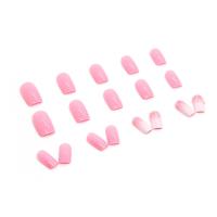 China Medium Length Gradient Color Finger Press on Nails Pink and Shiny Fragments for OEM for sale