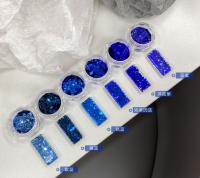 China Korean Pop Shining Sequin Nail Accessories Set with Easy Apply Kelein Blue Glitter for sale