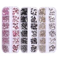 China Nail SPA or Training 12 Grid AB Nail Stone Kit with Multi Shape Crystal Rhinestones for sale