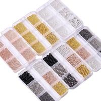 China Steel Balls 3D Nail Art Decorations 6 Grid Mixed Metal Round Bead Nail Charms in Bulk for sale