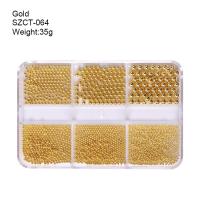 China Steel Balls 3D Nail Art Decorations 6 Grid Mixed Metal Round Bead Nail Charms in Bulk for sale