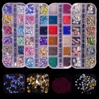 China 12 Grid Rhinestone Nail Stones Crystal Multi Shape Glass Diamonds Nails Art Decoration for sale