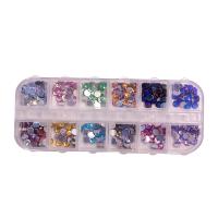 China 12 Grid Rhinestone Nail Stones Crystal Multi Shape Glass Diamonds Nails Art Decoration for sale