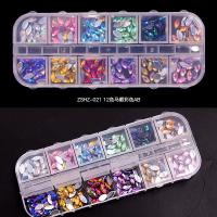 China 12 Grid Rhinestone Nail Stones Crystal Multi Shape Glass Diamonds Nails Art Decoration for sale