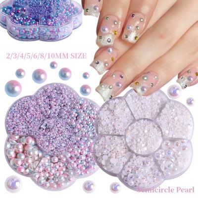 China Resin Pearls Charms for Nails Salon Half Round Back Pearls Decoration Rhinestones Nail Art Charms Beads for sale