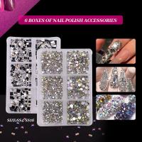 China Nail SPA 6 Grid Mix Flat Bottomed Glass Shaped Drill Crystal Multi Shape Glass Diamonds for sale