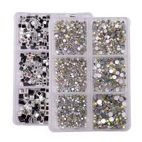 China Nail SPA 6 Grid Mix Flat Bottomed Glass Shaped Drill Crystal Multi Shape Glass Diamonds for sale