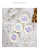 China Plastic Hot Crystal Fire Opal Aurora Nail Art Cloud Flakes Chrome Powder Glitter Powder 2D for sale