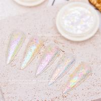China Plastic Hot Crystal Fire Opal Aurora Nail Art Cloud Flakes Chrome Powder Glitter Powder 2D for sale