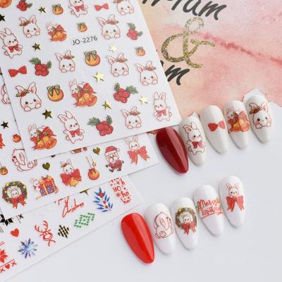 China Cartoon Nail Enhancement Stickers with Multicolor Rabbit Bells and Santa Claus Design for sale