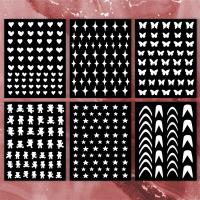China Style 2D Hollow Heart Butterfly Little Bear Star Cartoon Plastic Nail Enhancement Stickers for sale