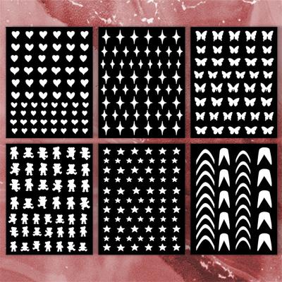 China Style 2D Hollow Heart Butterfly Little Bear Star Cartoon Plastic Nail Enhancement Stickers for sale