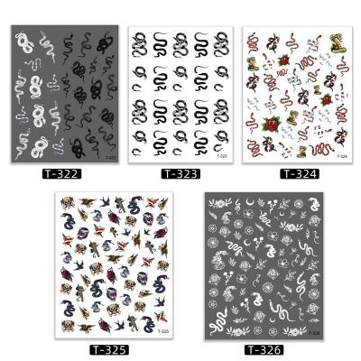 China Style Plastic 2D Japanese Diablo Snake Nail Stickers Cartoon Pattern Adhesive Backing for sale