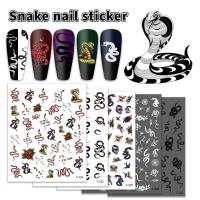 China Style Plastic 2D Japanese Diablo Snake Nail Stickers Cartoon Pattern Adhesive Backing for sale