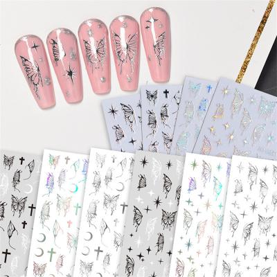 China Transform Your Nails into a Work of Art with Golden and Silver Butterfly 2D Stickers for sale