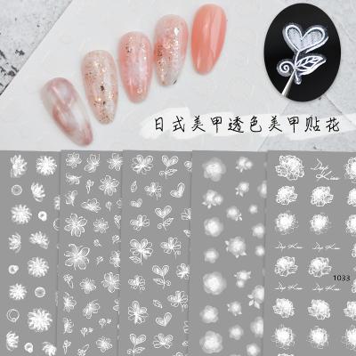 China Multicolor Gradual White Flower 2D Stickers with Adhesive Backing Small Fresh Design for sale