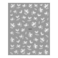 China Multicolor Gradual White Flower 2D Stickers with Adhesive Backing Small Fresh Design for sale