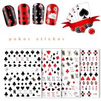 China T-482-T-492 Multicolor Style Poker Series Nail Art Decal Sticker for Salon Beauty for sale