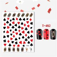 China T-482-T-492 Multicolor Style Poker Series Nail Art Decal Sticker for Salon Beauty for sale