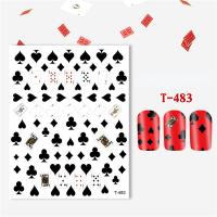 China T-482-T-492 Multicolor Style Poker Series Nail Art Decal Sticker for Salon Beauty for sale