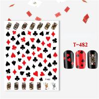 China T-482-T-492 Multicolor Style Poker Series Nail Art Decal Sticker for Salon Beauty for sale