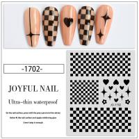 China Checkerboard Classic Plaid Klein Blue Nail Stickers with Adhesive Backing Material for sale