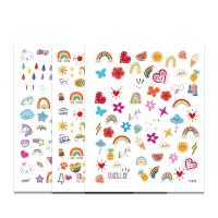 China Summer Rainbow Cartoon Style 2D Stickers with Adhesive Backing in Multicolor Pattern for sale