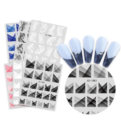 China Half Transparent Black and White Smoke Nail Enhancement Stickers for French Nails for sale