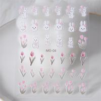 China 5g Tulip Bunny Nail Enhancement Stickers with Adhesive Backing in Hollow Relief Design for sale