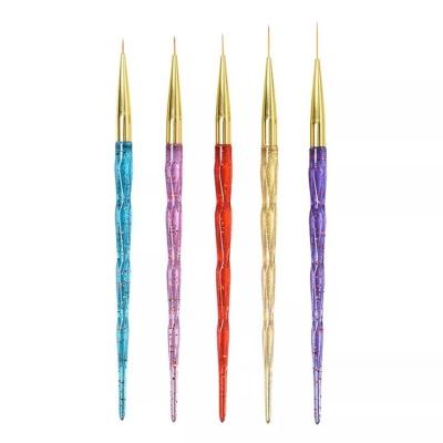 China Professional Nylon Brush 5 Colors Acrylic Liner Nail Drawing Pen for Detail Design for sale
