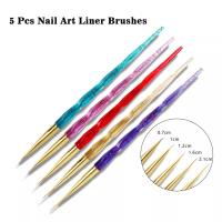 China Professional Nylon Brush 5 Colors Acrylic Liner Nail Drawing Pen for Detail Design for sale
