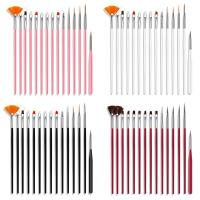 China Plastic Handle Pink Nail Beauty Brush 15 pcs Painting Art Brush for Promotion 50g Size for sale
