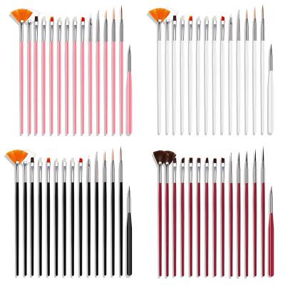 China Plastic Handle Pink Nail Beauty Brush 15 pcs Painting Art Brush for Promotion 50g Size for sale