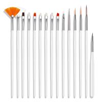 China Plastic Handle Pink Nail Beauty Brush 15 pcs Painting Art Brush for Promotion 50g Size for sale