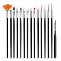 China Plastic Handle Pink Nail Beauty Brush 15 pcs Painting Art Brush for Promotion 50g Size for sale