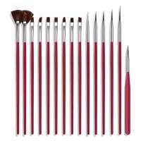 China Plastic Handle Pink Nail Beauty Brush 15 pcs Painting Art Brush for Promotion 50g Size for sale