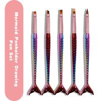 China Professional 100% Kolinsky Mermaid Penholder Drawing Pen Set with Acrylic Nail Brush for sale