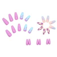 China 2023 Style OEM Luxury Long Smiling Face False Nails Artificial Fingernails Full Cover Carton Design for sale