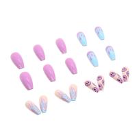 China 2023 Style OEM Luxury Long Smiling Face False Nails Artificial Fingernails Full Cover Carton Design for sale