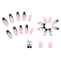 China Spicy Girl Style ABS Artificial Fingernails for OEM in Black and White Heart Design for sale