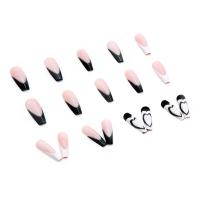 China Spicy Girl Style ABS Artificial Fingernails for OEM in Black and White Heart Design for sale