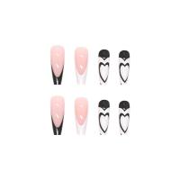 China Spicy Girl Style ABS Artificial Fingernails for OEM in Black and White Heart Design for sale