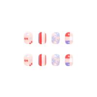 China OEM Mixed Color Star Stripes Style Nail Tip Flash Ins Style Artificial Fingernails Set for sale